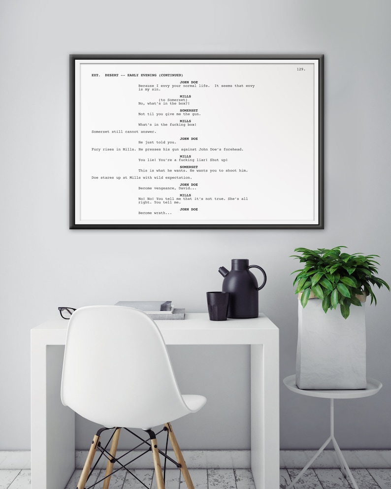 Seven Movie Script Poster: "what's in the Box" Scene - Etsy