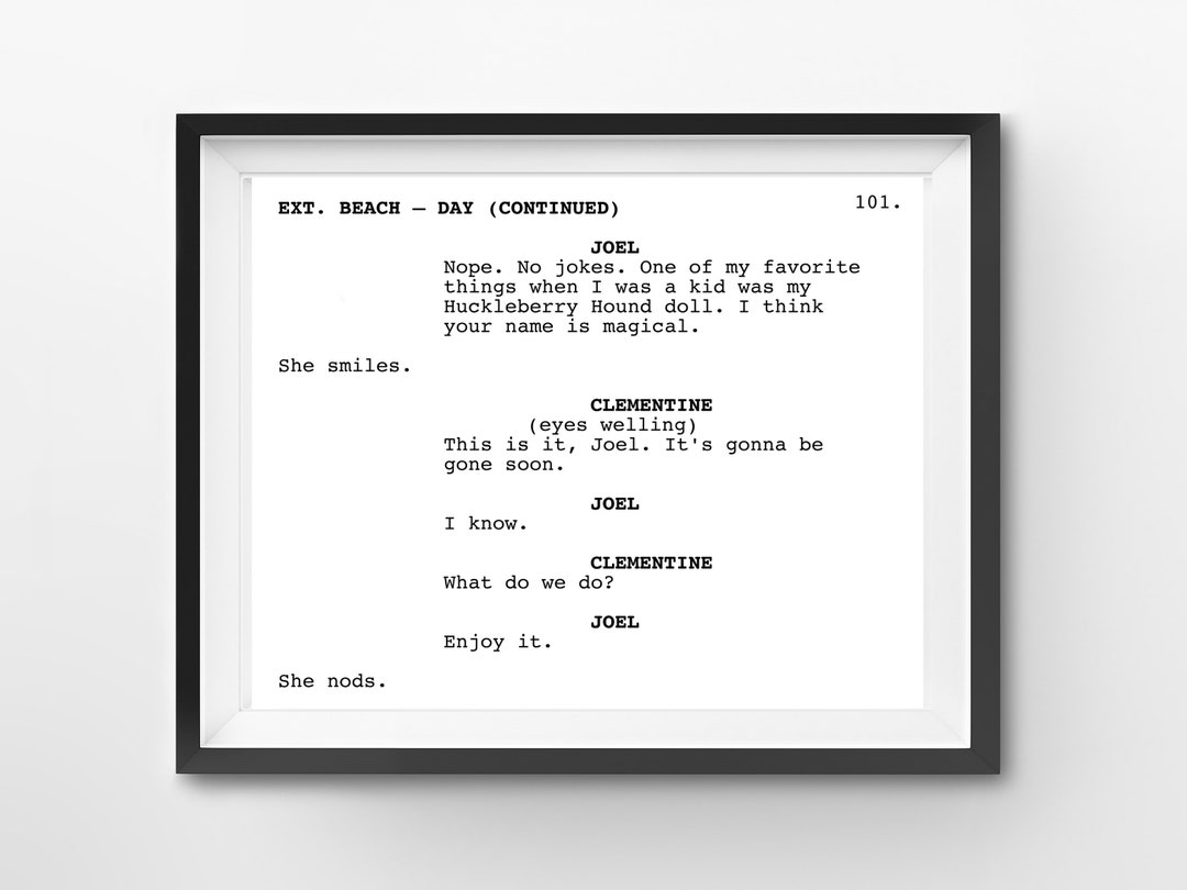 Eternal Sunshine Screenplay Art Print: Minimalist Movie Script (digital ...