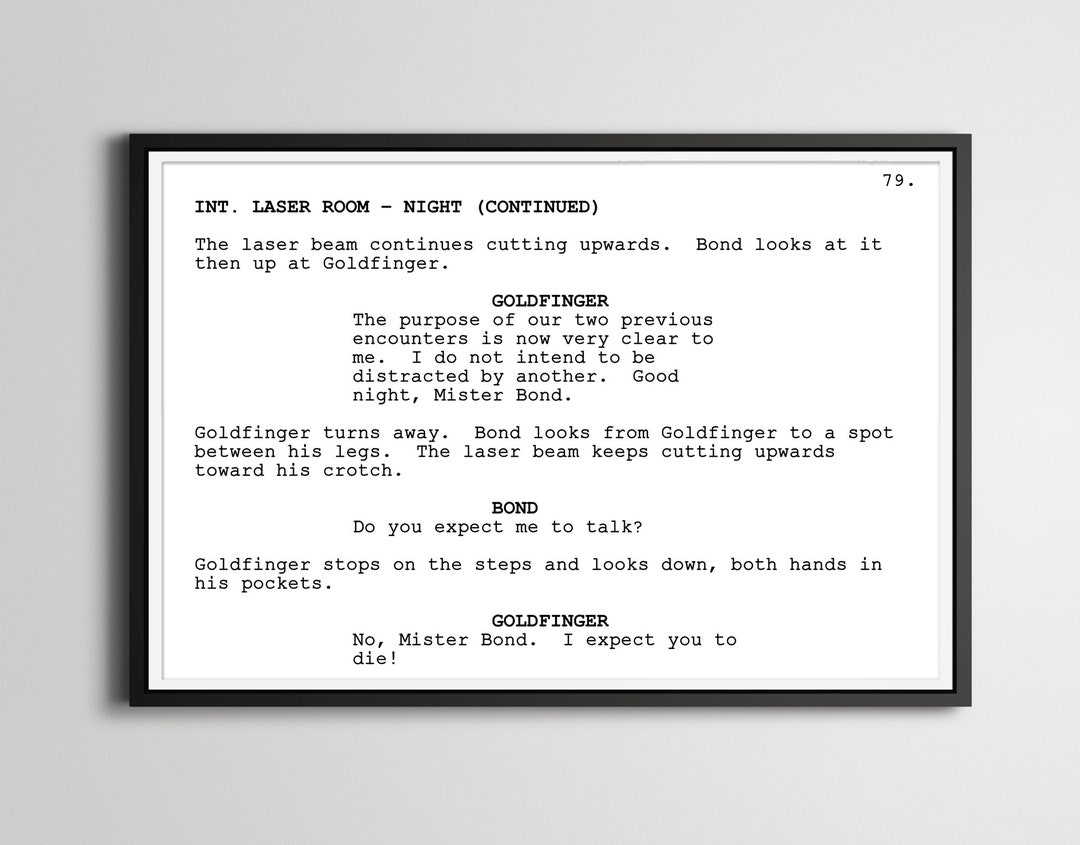 Goldfinger Screenplay Poster: Sean Connery James Bond Film Art - Etsy