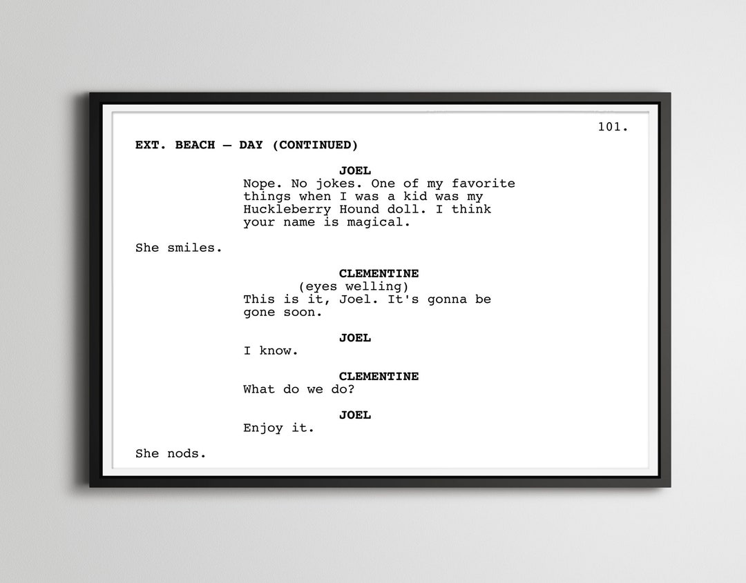 Eternal Sunshine Screenplay Poster: Jim Carrey, Kate Winslet Film Art ...