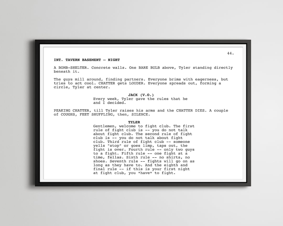 FIGHT CLUB - Screenplay POSTER! (up to 24" X 36") - Film - Writing ...