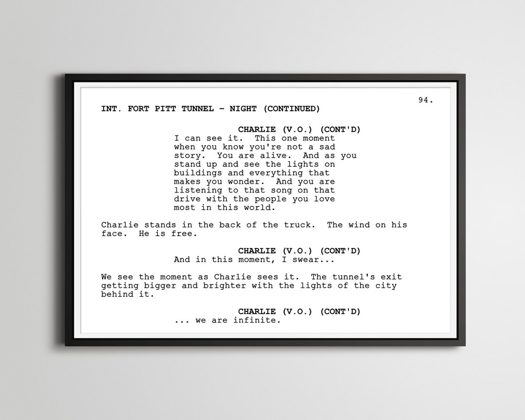 Perks of Being a Wallflower Script Poster: "we Are Infinite" - Etsy