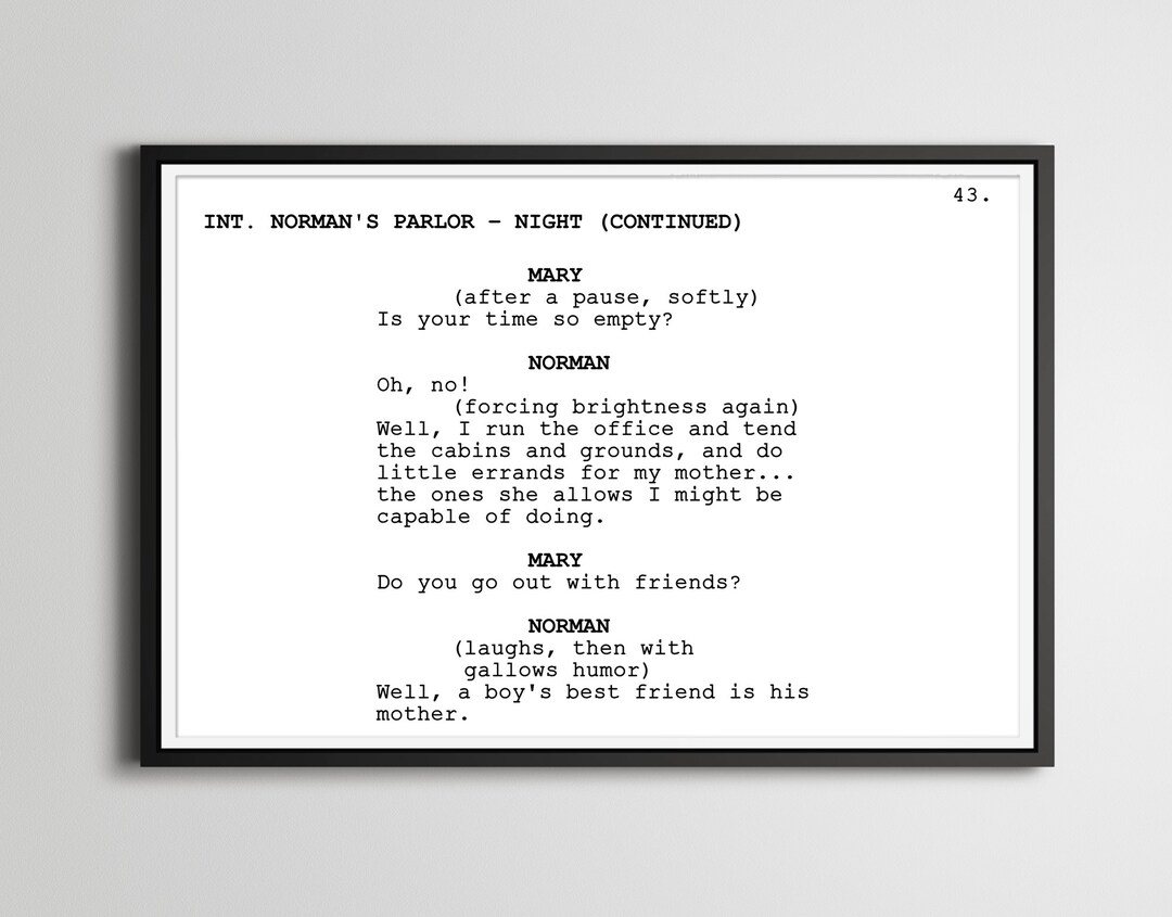 Psycho - Screenplay Movie Poster (up to 24" X 36") - 1960 - Classic ...