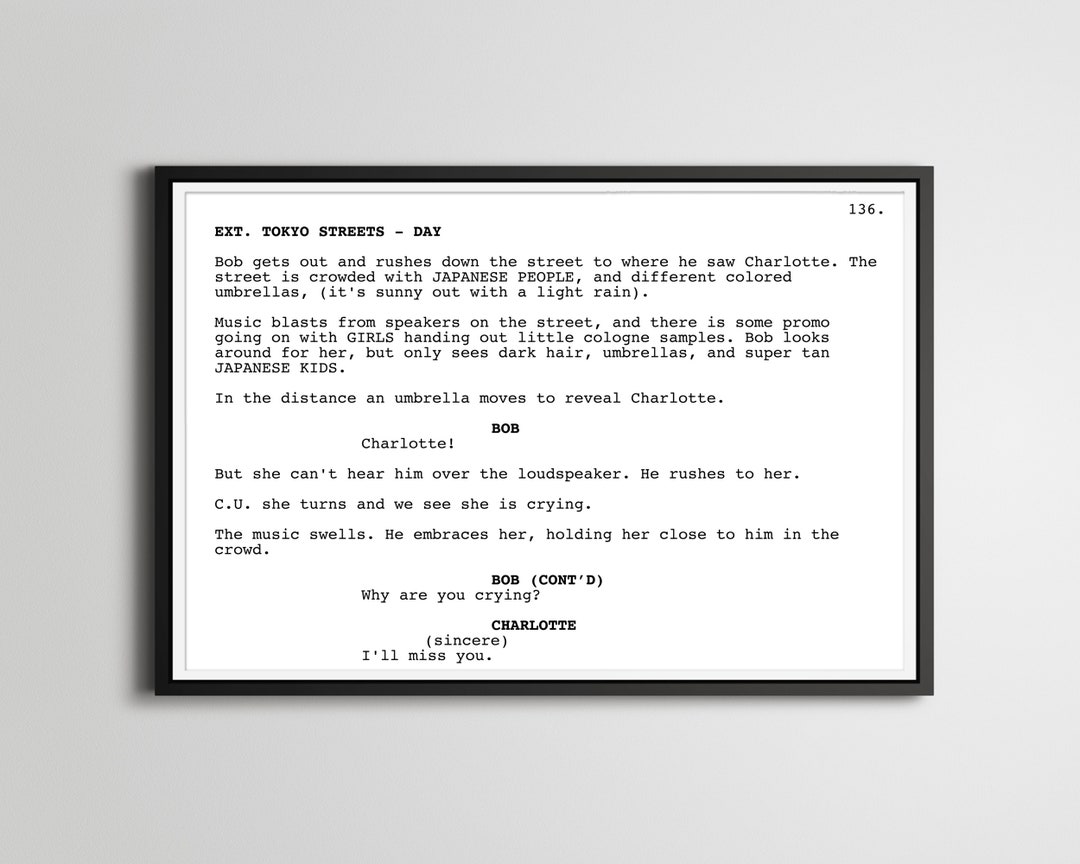 Scene From Lost in Translation - Screenplay Movie Poster (up to 24" X ...