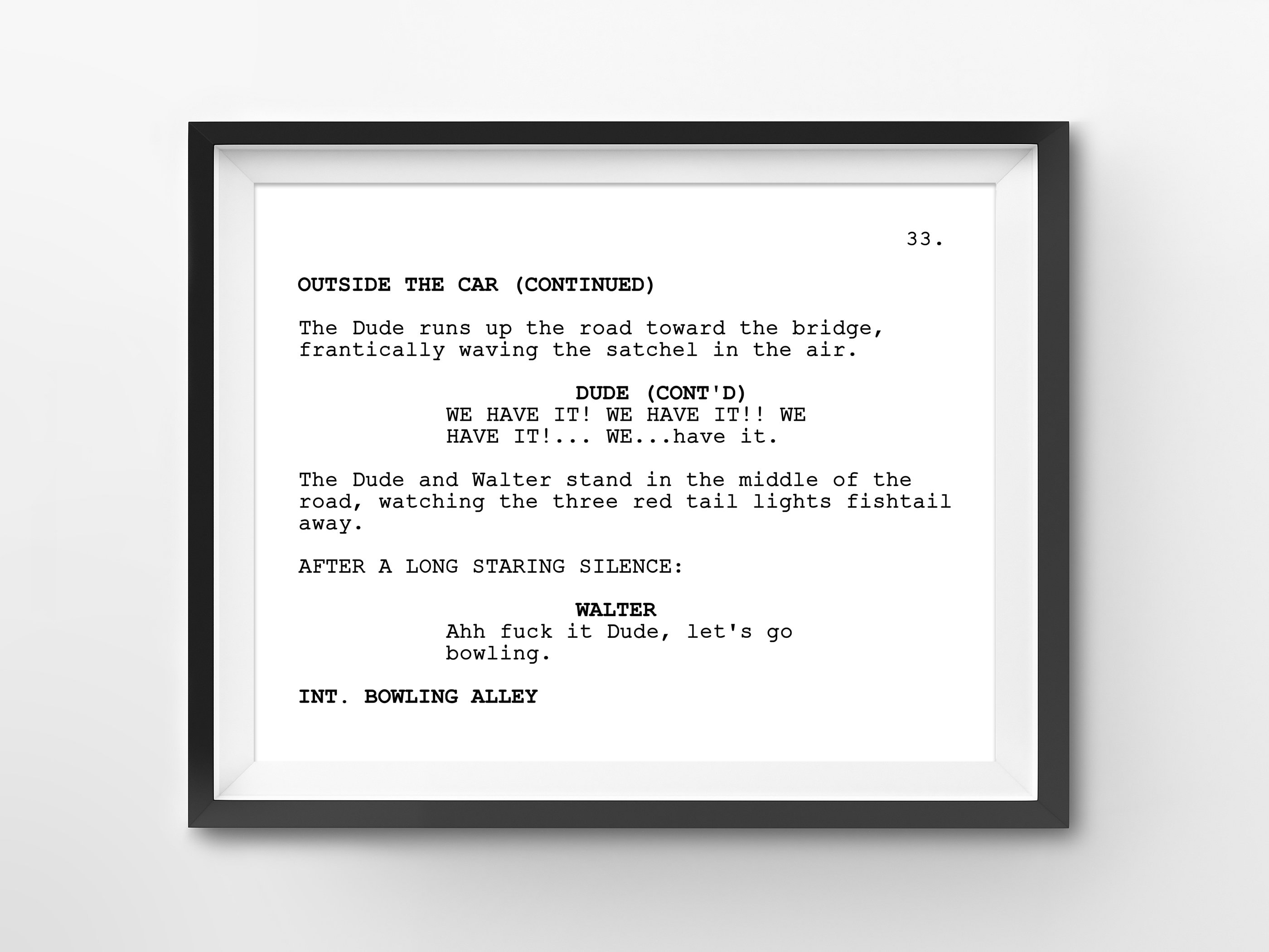The Big Lebowski Scene digital Download Print at Home Screenplay 1998 ...