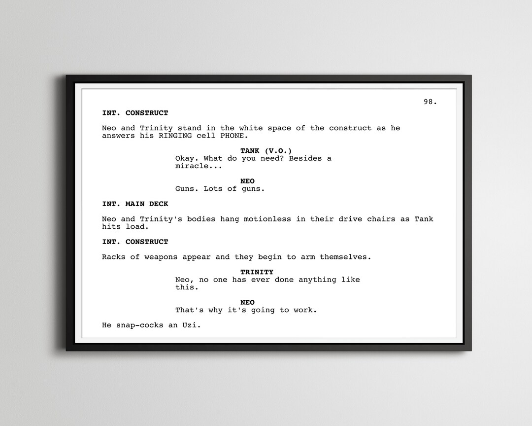 Scene From the Matrix - Screenplay Movie Poster (up to 24" X 36 ...