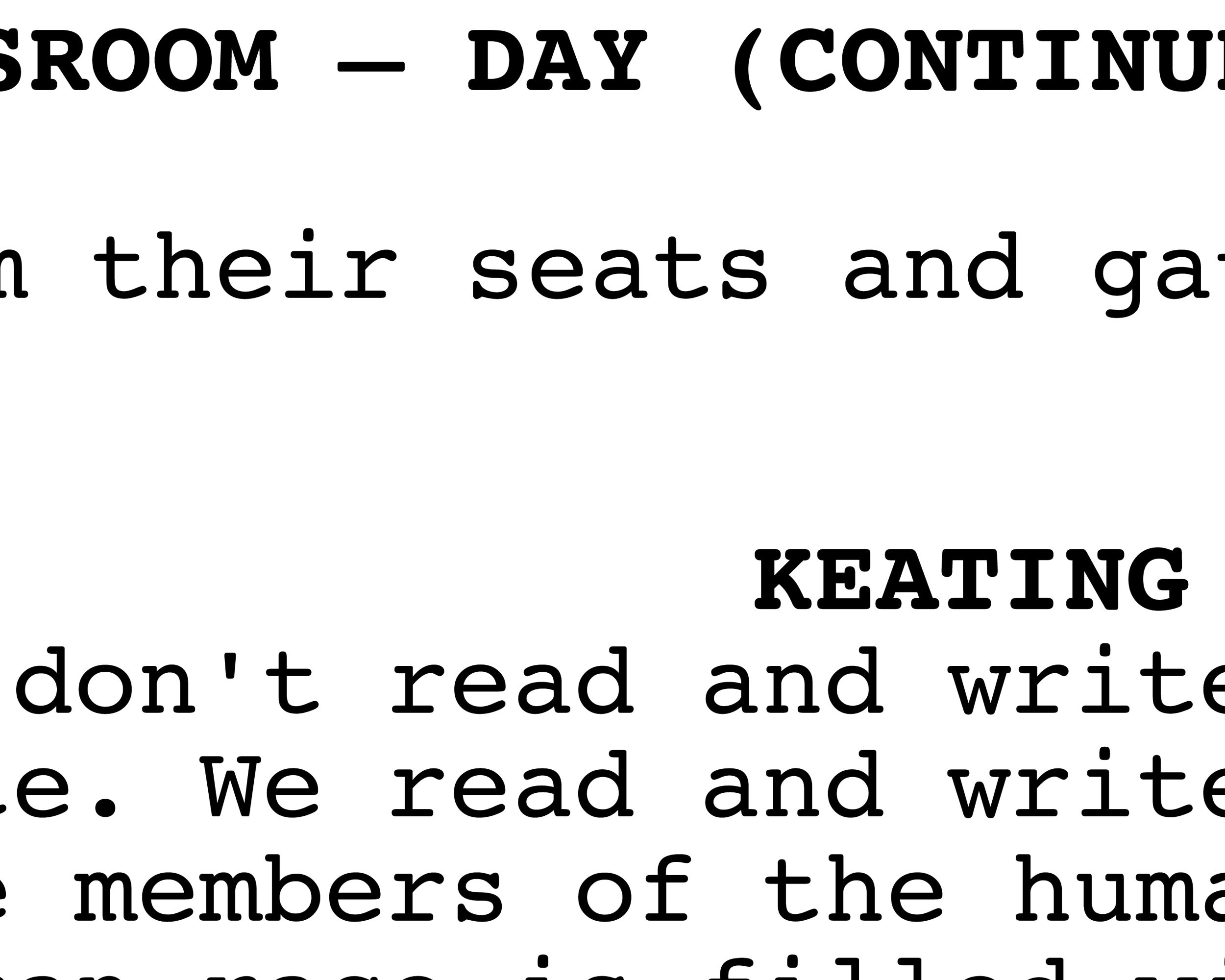 Dead Poets Society "verse" - Screenplay Movie Poster (up to 24" X 36 ...