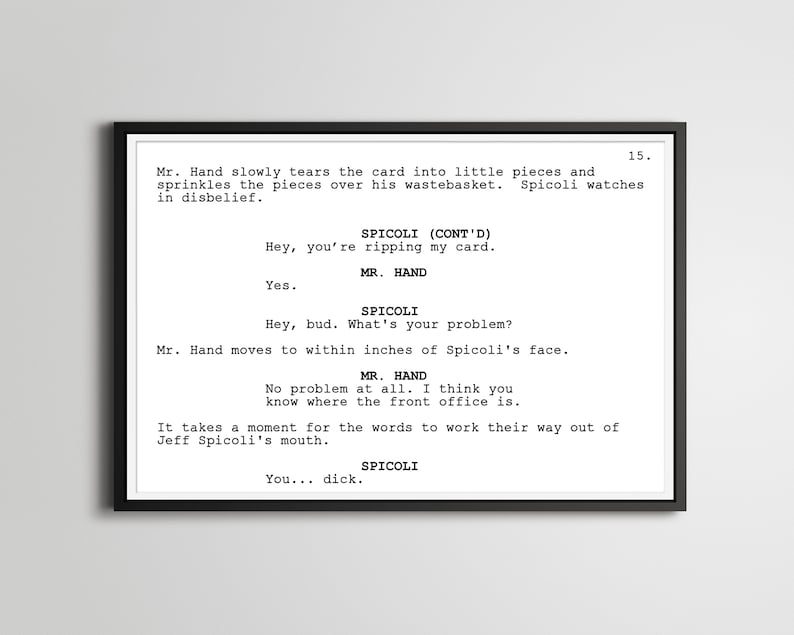 Fast Times at Ridgemont High Screenplay Poster: Spicoli Vs Mr. Hand - Etsy