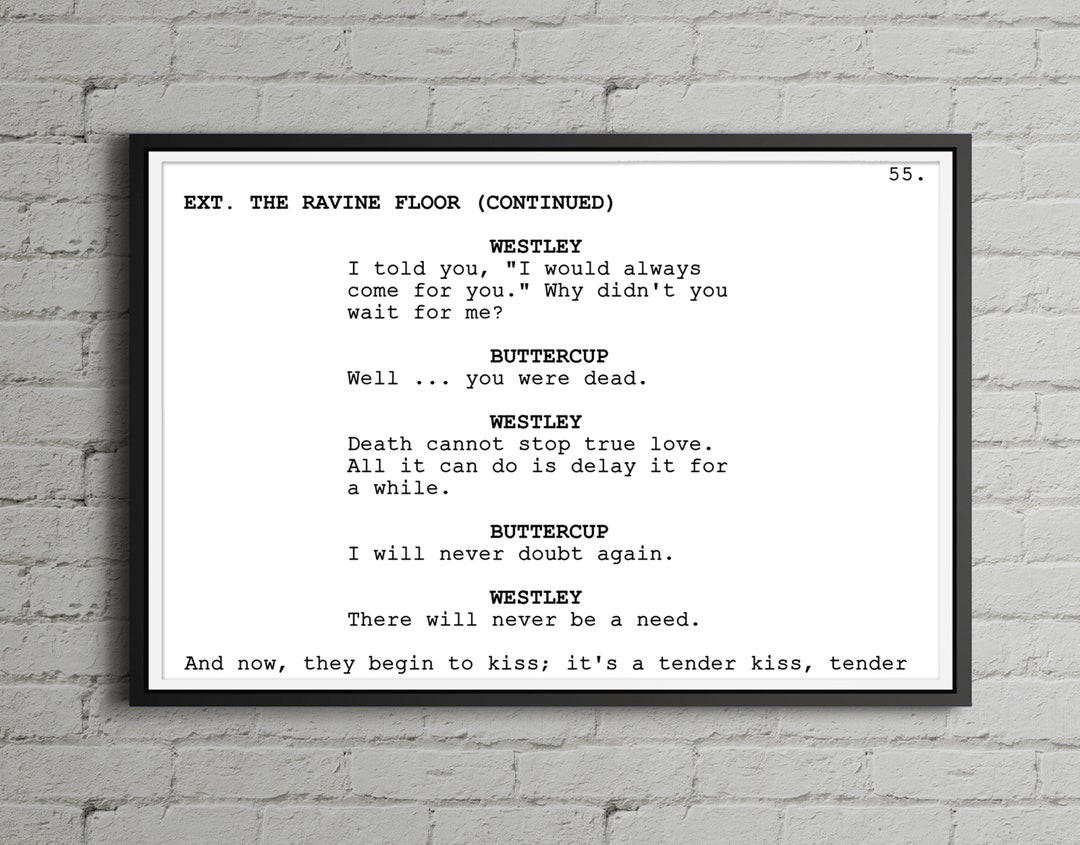 Princess Bride - Screenplay Movie Poster (up to 24" X 36") - Westley ...