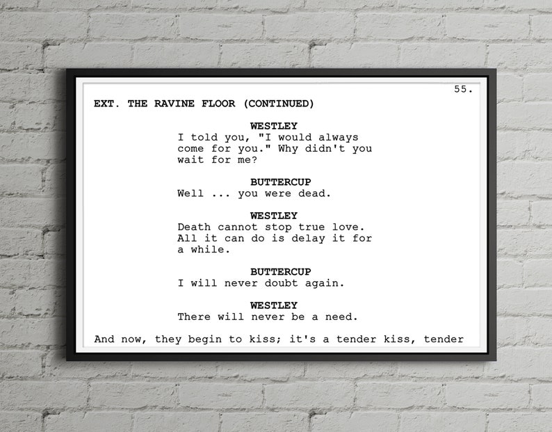 Princess Bride - Screenplay Movie Poster (up to 24" X 36") - Westley ...