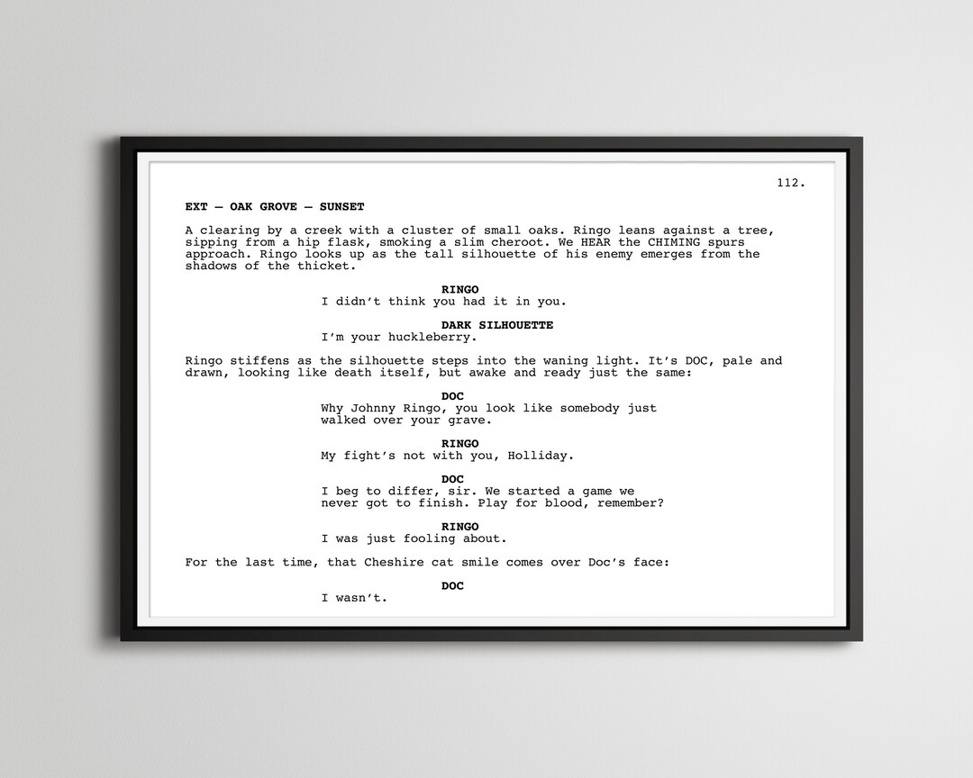 Tombstone Movie Script Poster: Huckleberry Scene - Val Kilmer Western ...