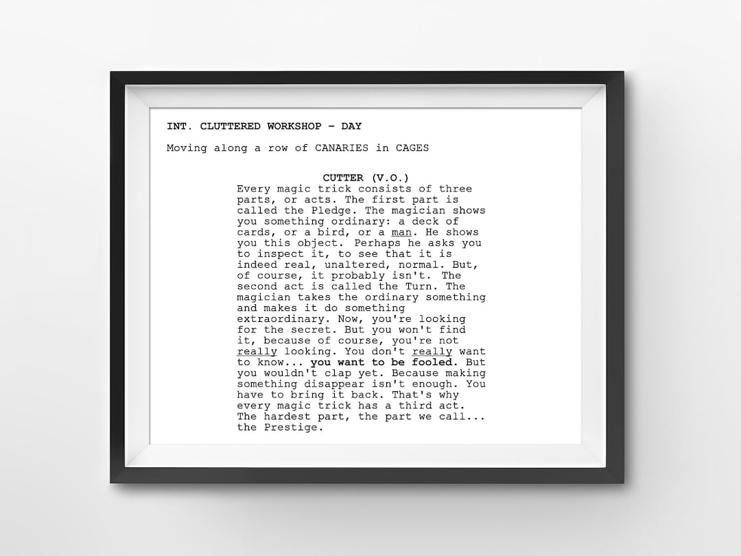 The Prestige Scene (8x10 Digital Download) - Script - Art - Film ...