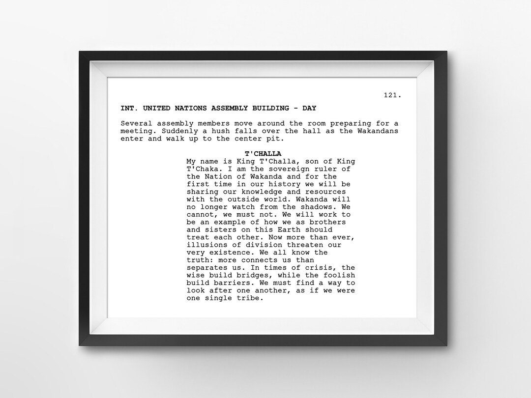 Black Panther Scene - Digital Download 8" X 10" - Movie - Film - Script ...