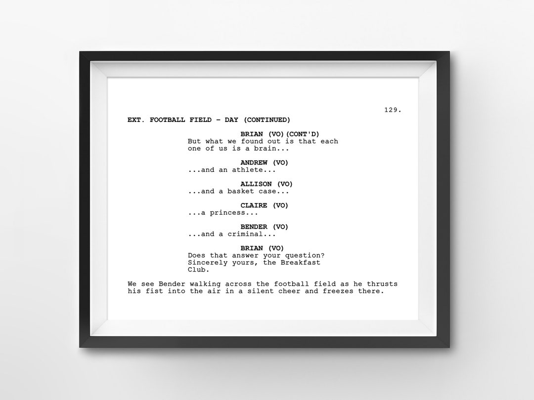 The Breakfast Club Screenplay Scene (8x10 Digital Download) - Print at ...