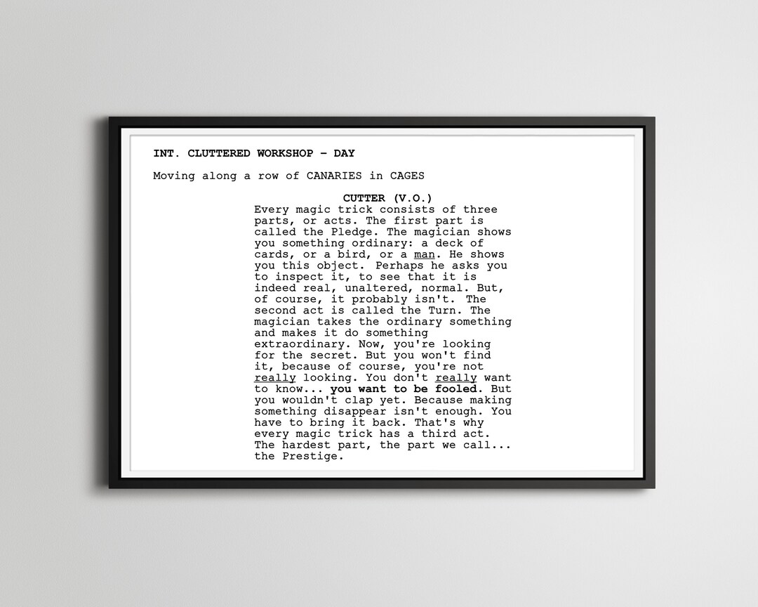 The Prestige Movie Script Poster: Film Art Print - Etsy