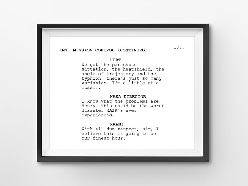 Apollo 13 Screenplay Scene (8x10 Digital Download) - Print at Home ...