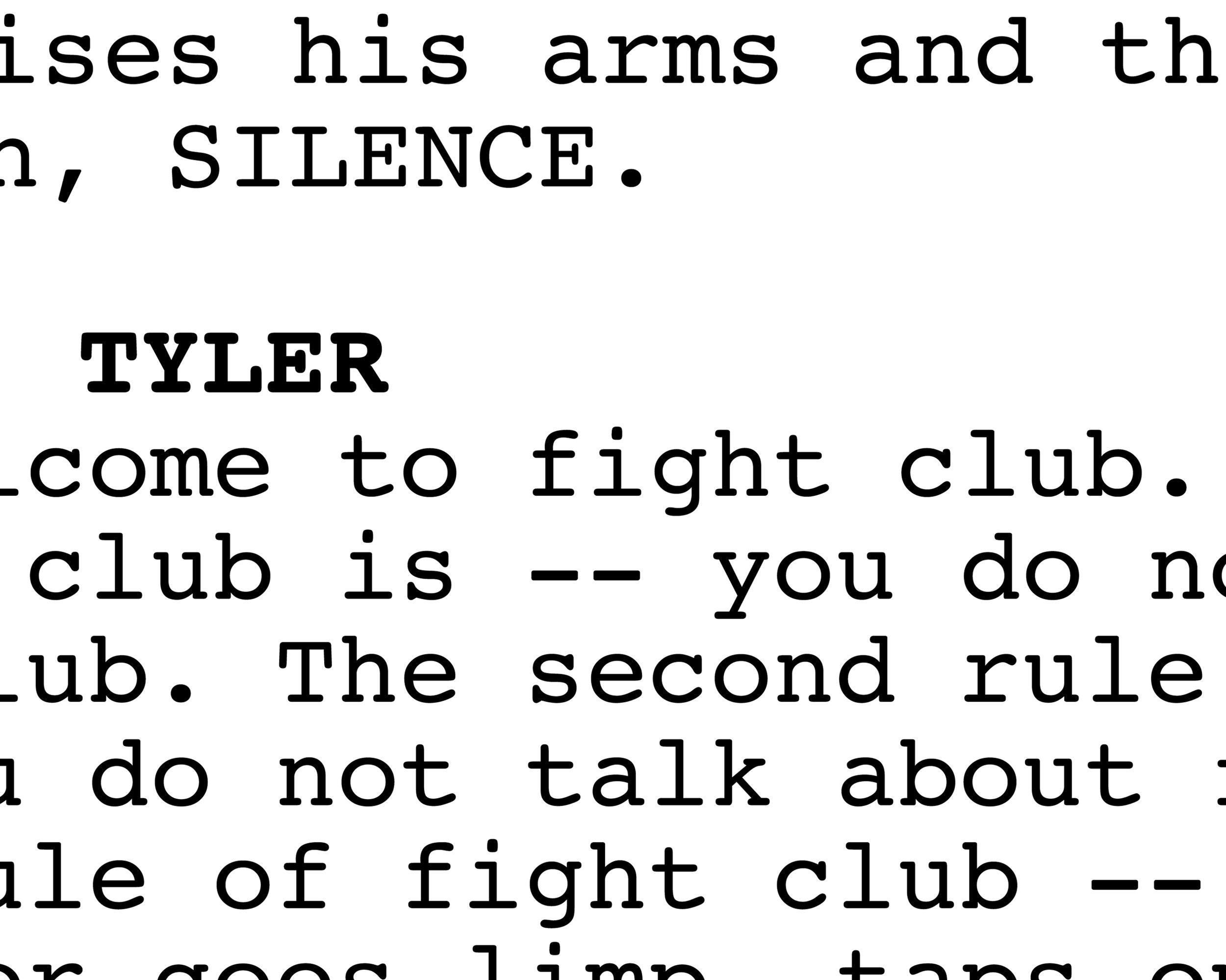 FIGHT CLUB Screenplay POSTER up to 24 X 36 Film Writing Art Movie David ...