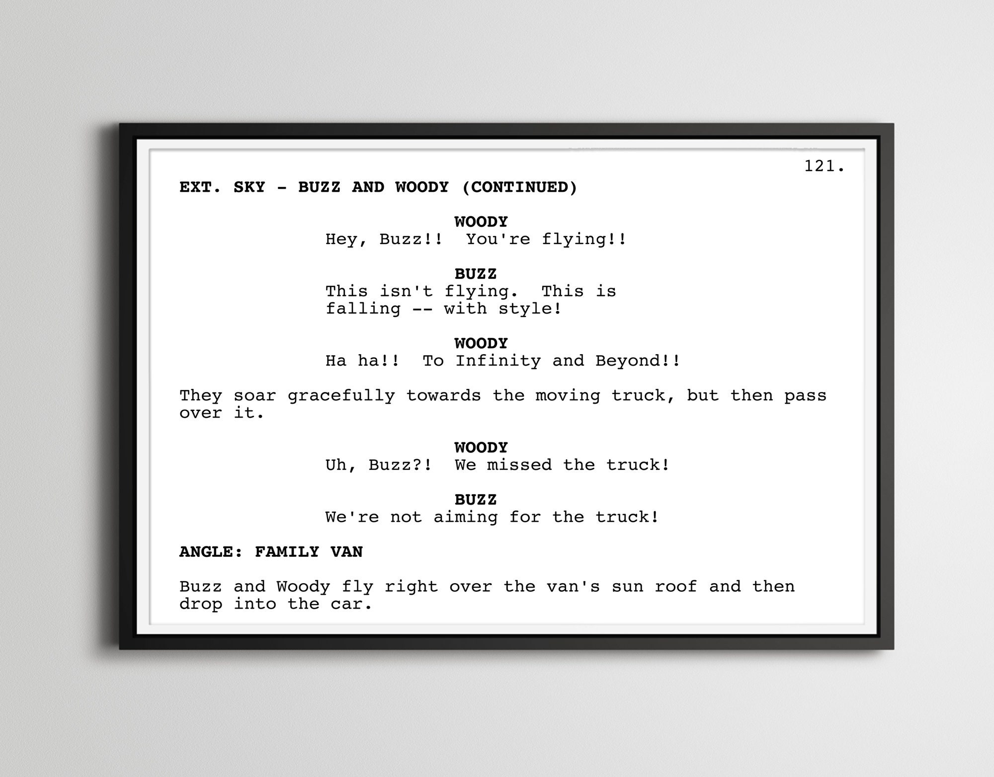 To Infinity and Beyond Scene From Toy Story Screenplay Movie Poster up ...