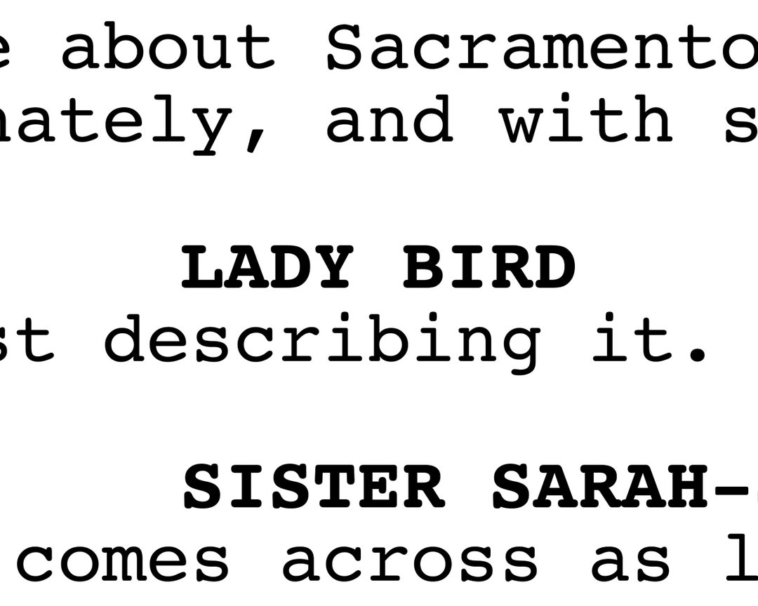 Lady Bird Screenplay Scene (digital Download) - Print at Home ...