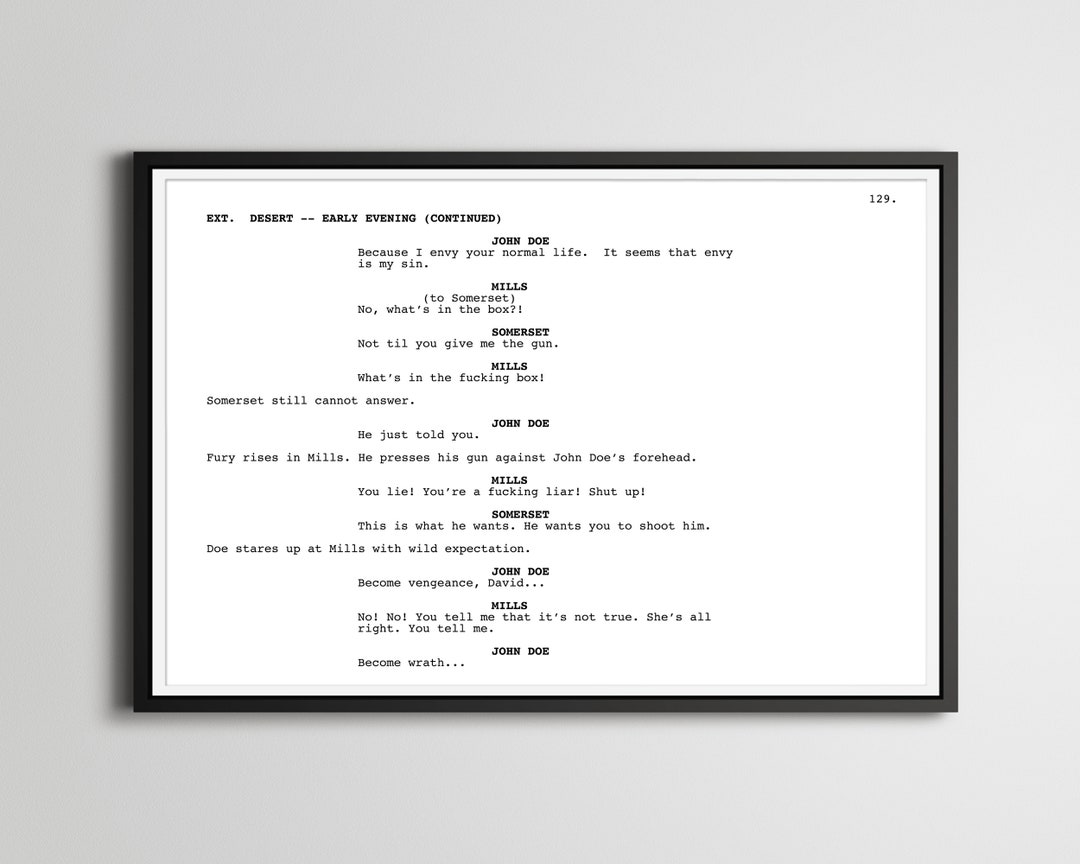 What's in the Box Scene Screenplay Movie Poster (up to 24" X 36 ...