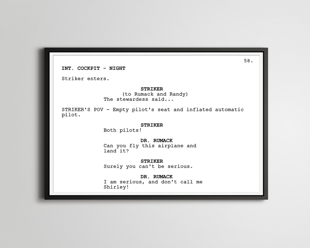 Airplane! Movie Script Poster: Don't Call Me Shirley - Etsy