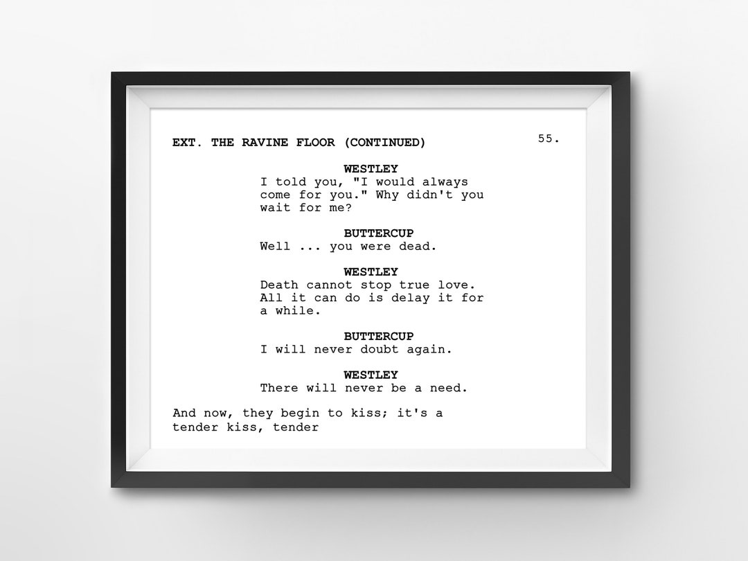 The Princess Bride Screenplay Scene (8x10 Digital Download) - Print at ...