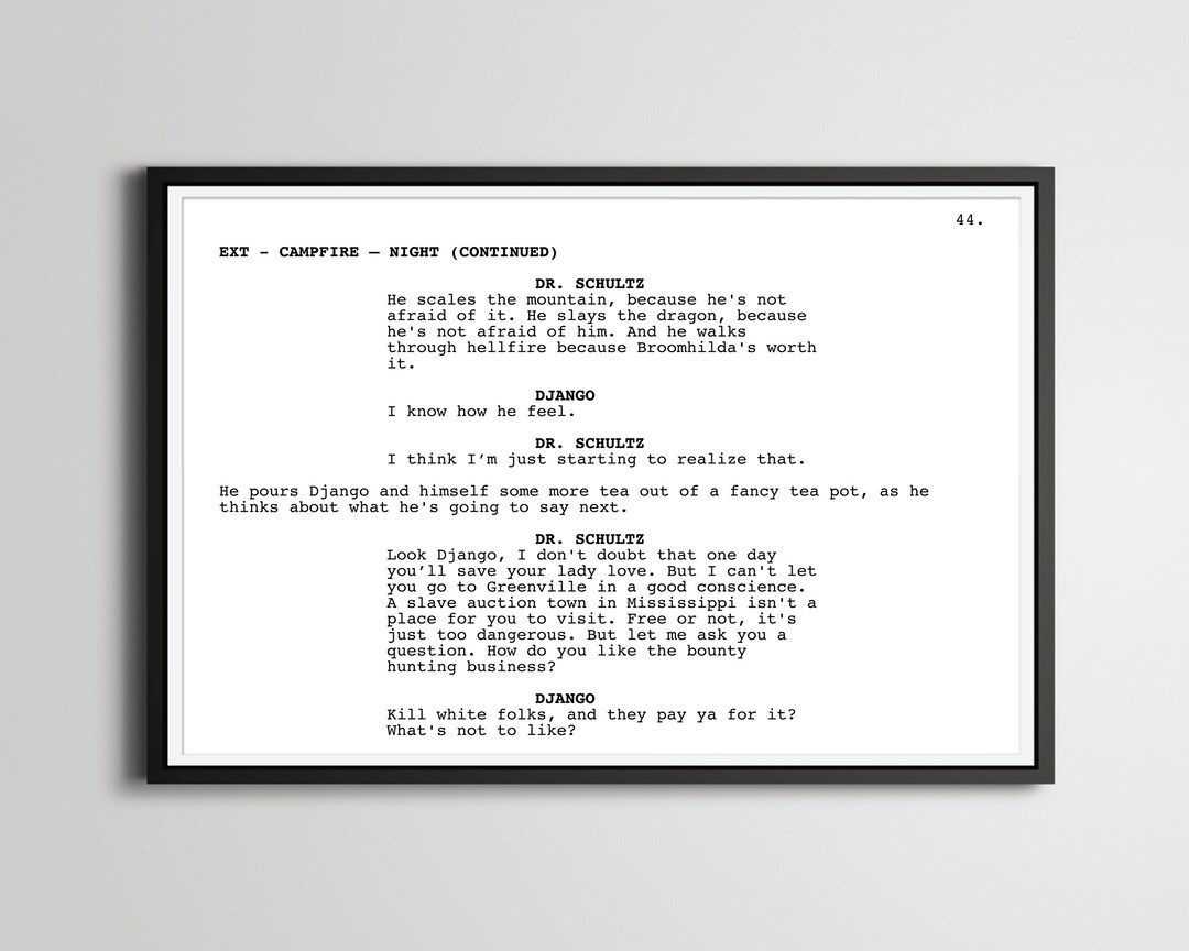 Django Unchained Screenplay Poster: Quentin Tarantino Movie Art - Etsy