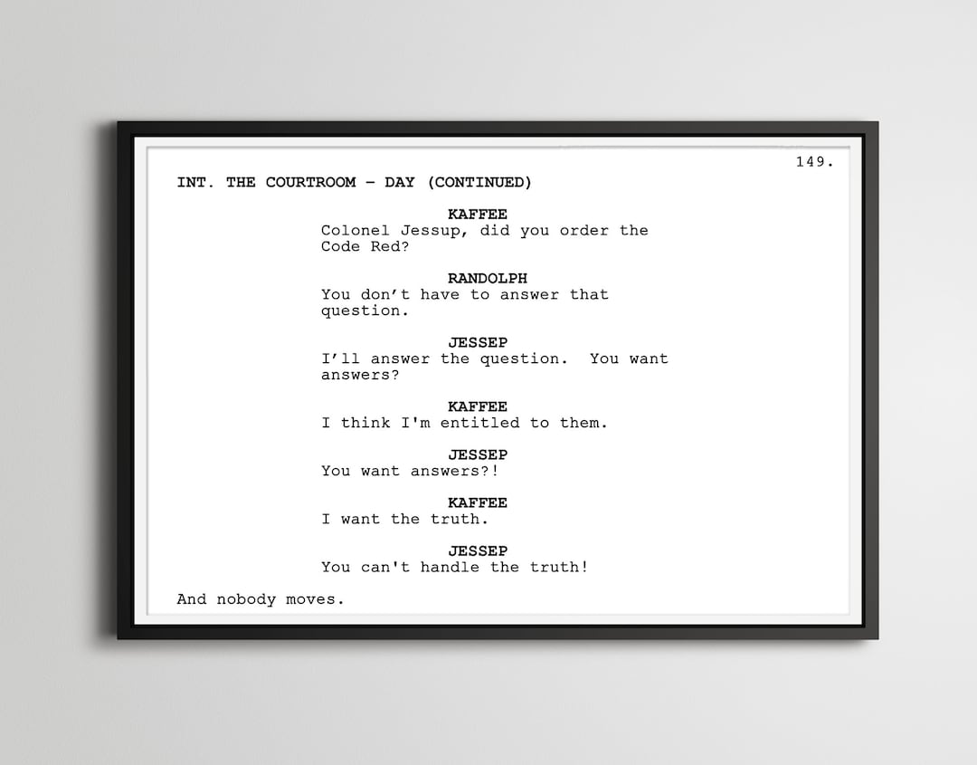 A Few Good Men - Screenplay Movie Poster (up to 24" X 36") - You Can't ...