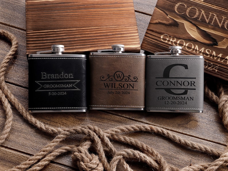 Groomsmen Ts Groomsmen T Set Personalized Wooden Sunglasses Leather Flask T Set