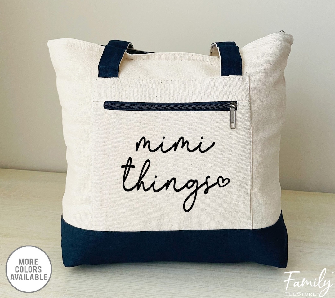 Mimi Things Zippered Tote Bag CUSTOM Name Bag Two Tone Bag Mimi Gift - Etsy