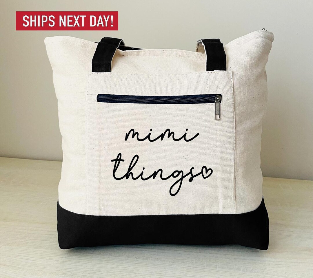 Mimi Bag, Mimi Things Tote, Zippered Bag, Personalized Bag, Two Tone ...