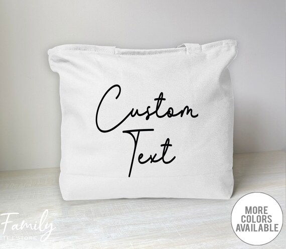 Custom Text Tote Bag Zippered Tote Bag Promotional Tote | Etsy