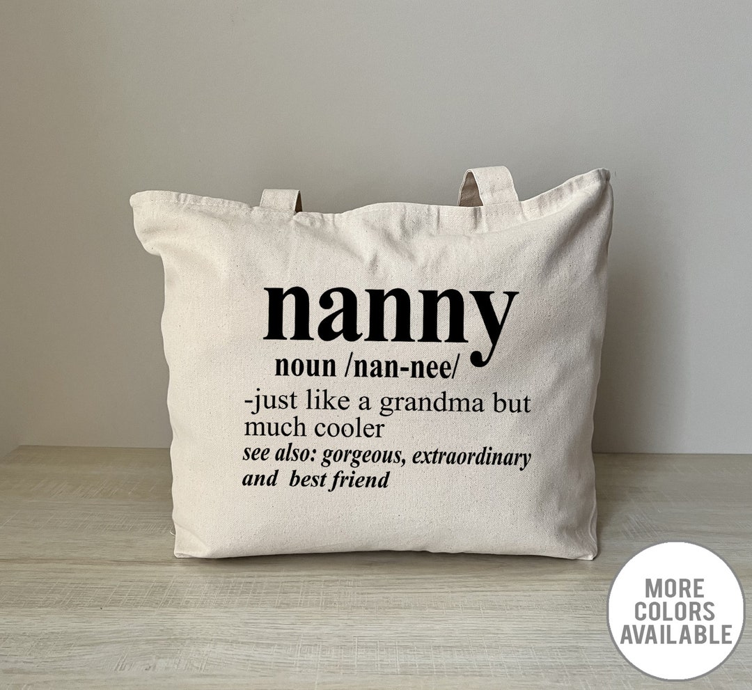 Nanny Noun - Zippered Tote Bag - Nanny Tote Bag - Nanny Gift - Gifts ...