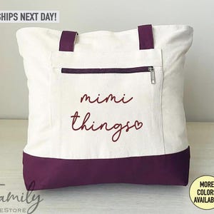 Mimi Bag, Mimi Things Tote, Zippered Bag, Personalized Bag, Two Tone ...