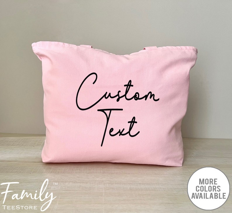 Custom Text Tote Bag - Zippered Tote Bag - Promotional Tote Bag ...