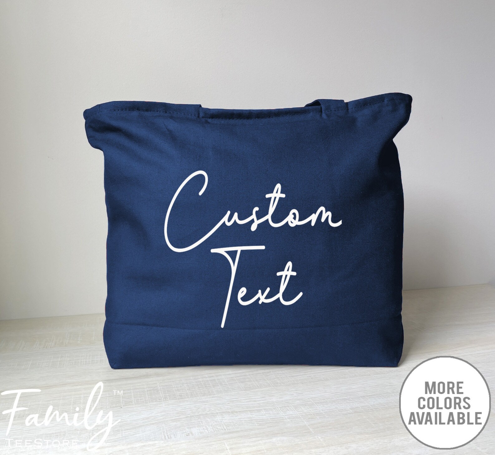 Custom Text Tote Bag Zippered Tote Bag Promotional Tote - Etsy
