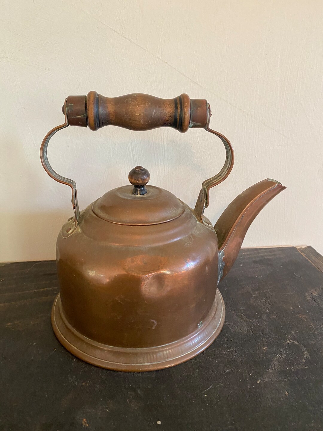 Vintage Small Copper Tea Kettle With Wood Handle - Etsy