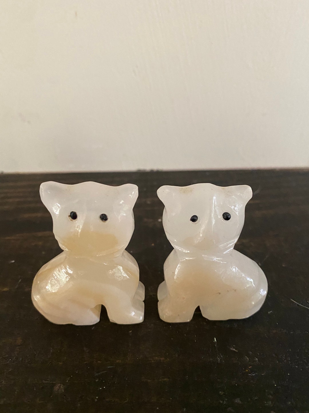 Vintage Carved Stone Cat Set of Two - Etsy