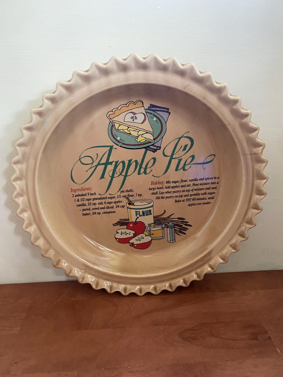 Vintage Apple Pie Plate With Recipe Made in Taiwan - Etsy