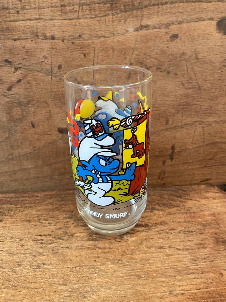 Vintage 1983 Hardees Handy Smurf 12 Oz. Collector Glass Tumbler - Etsy