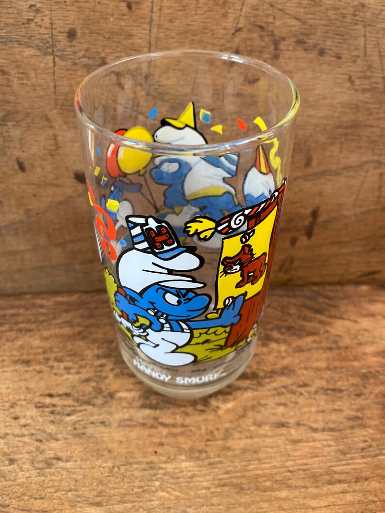 Vintage 1983 Hardees Handy Smurf 12 Oz. Collector Glass Tumbler - Etsy