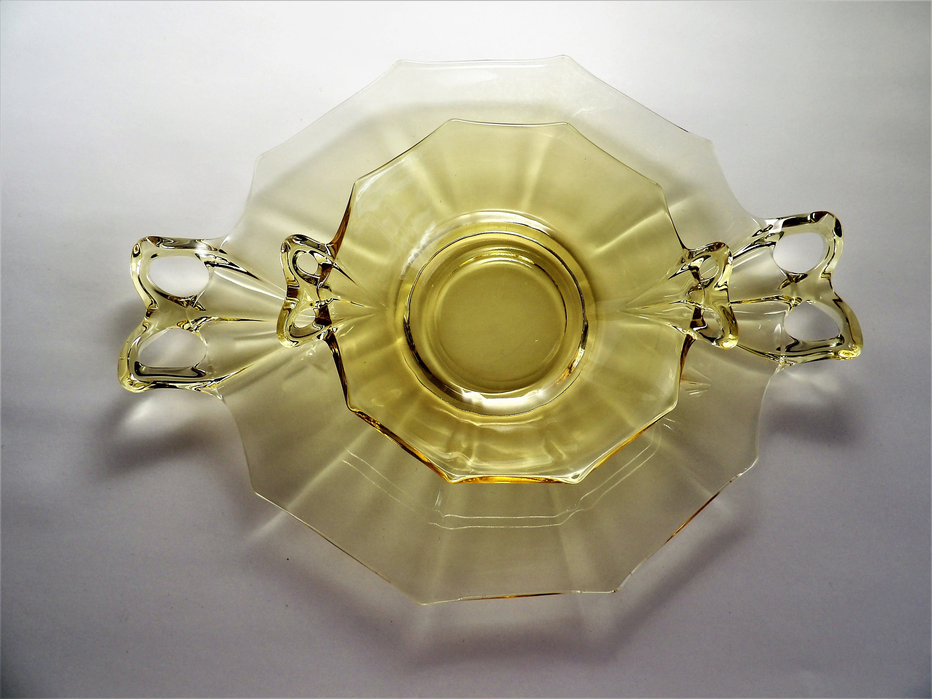Fostoria Glass Co. "fairfax" Topaz Color Cake Plate and Bowl - Etsy