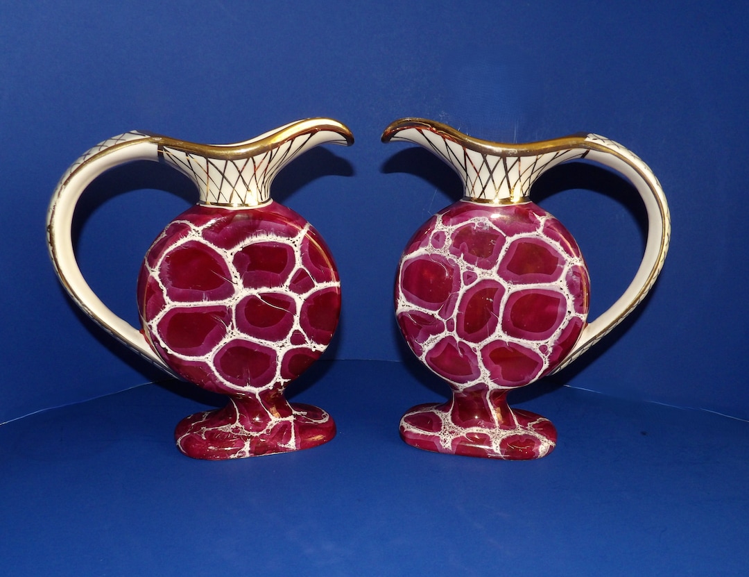 LAEKEN Two Ceramic Flat Jugs Designed by Hubert Becquet of Belgium - Etsy