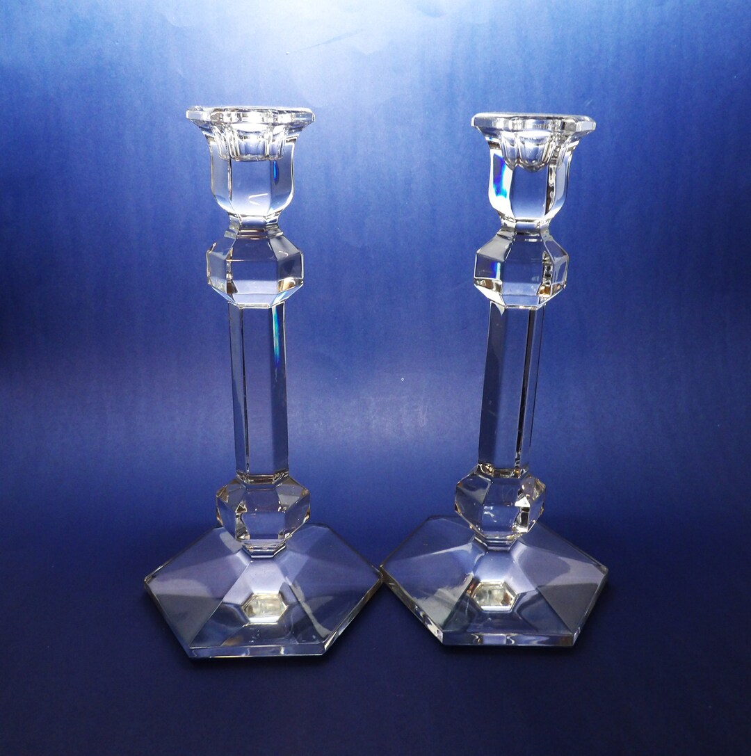Val St. Lambert Gardenia Crystal Candlesticks. - Etsy