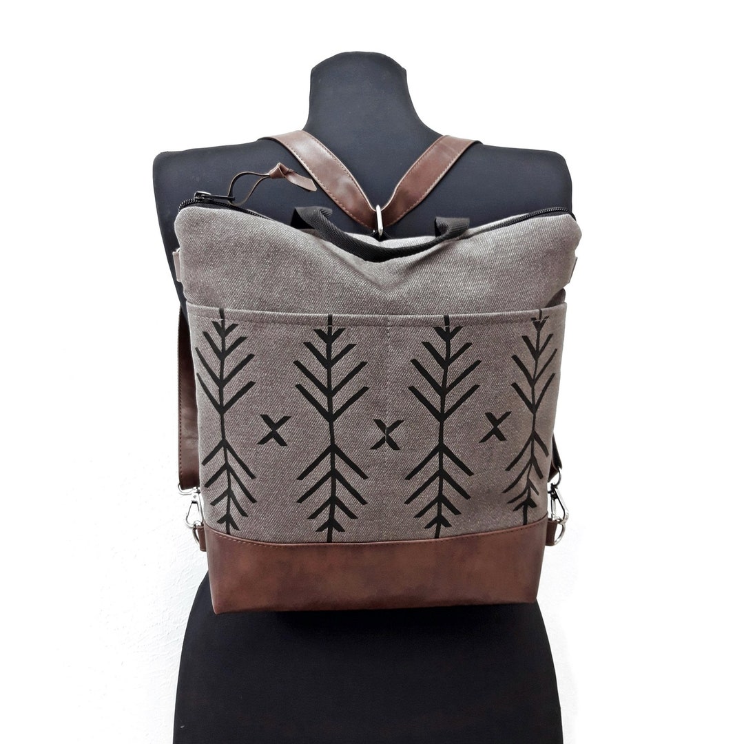 Convertible Bag Backpack Gray Crossbody Bag Water Repellent Bag ...