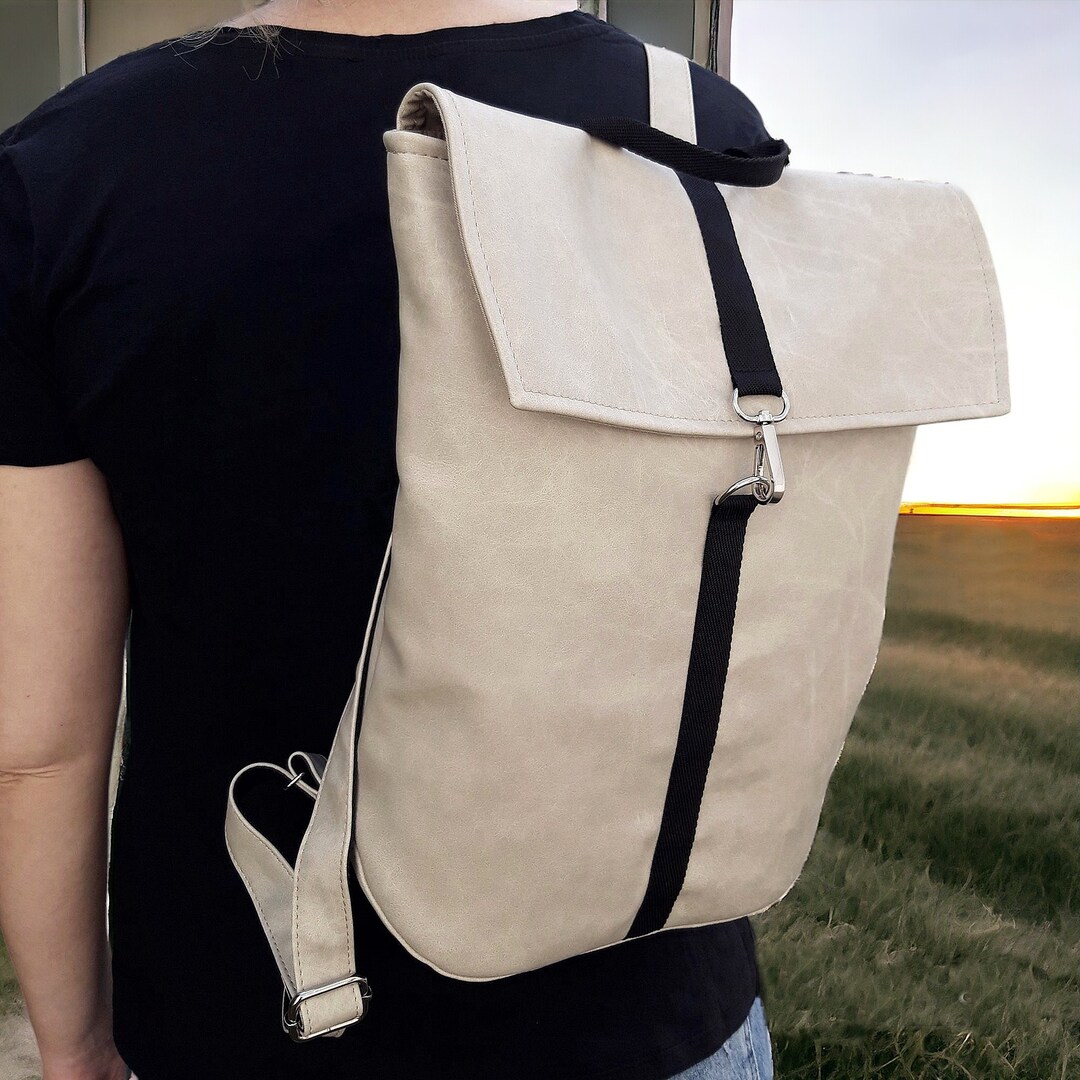 Women's Backpack White, Handmade From Diahobag, Vegan Leather Bag, Deep ...