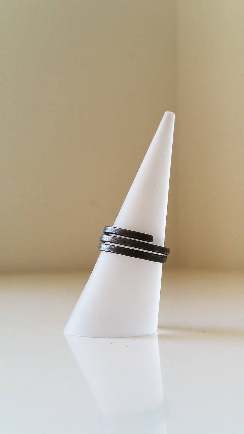 Minimal Iron Ring, Simple Black Ring, Plain Handmade Ring, Dark Grey ...