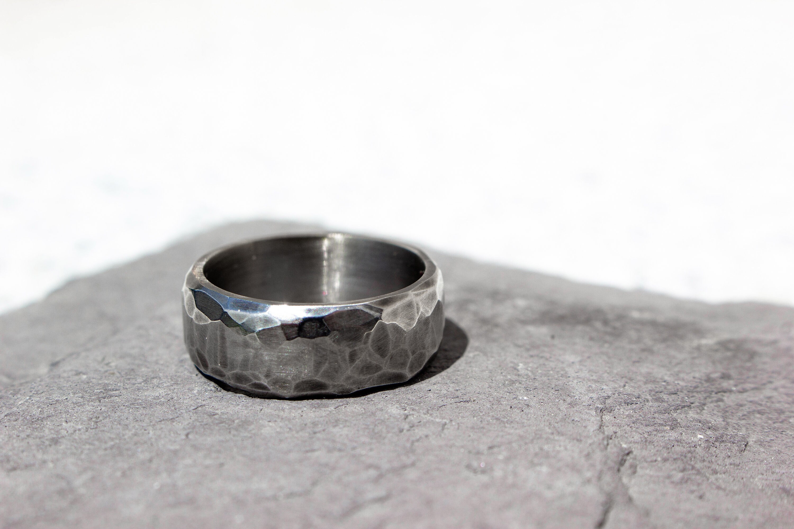 Faceted Steel Ring, Stainless Steel Ring, Light or Dark Iron Ring ...