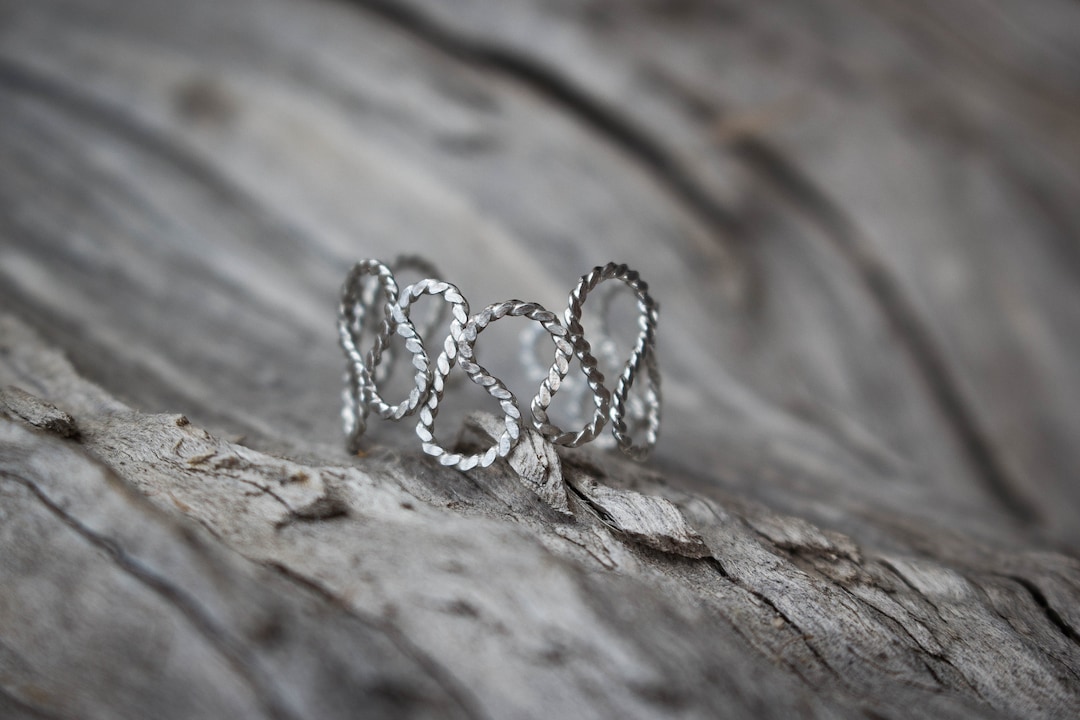 999 Silver Ring, Pure Silver Ring, Adjustable Silver Rings, Modern Wavy ...