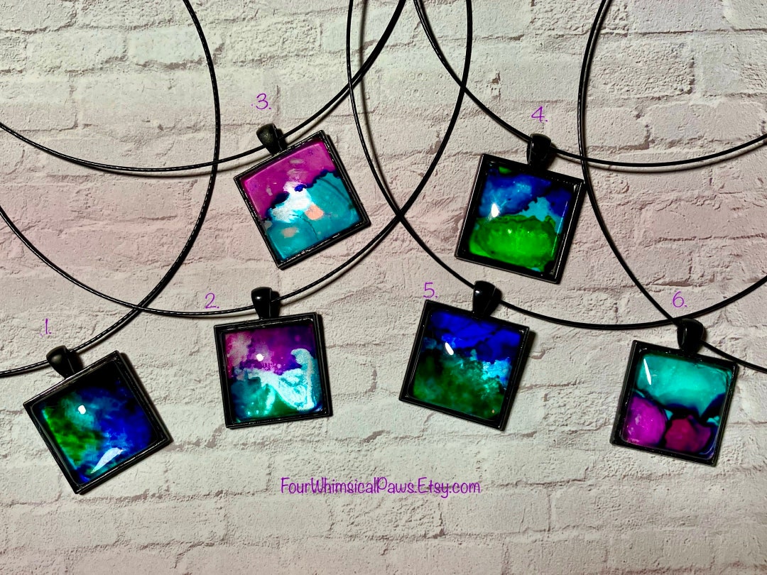 Hand Painted Alcohol Ink Necklaces on Stylish Cuff Wire Necklace ...